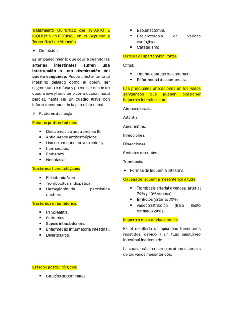 Tratamiento Quirúrgico Del INFARTO E ISQUEMIA INTESTINAL en El Segundo ...