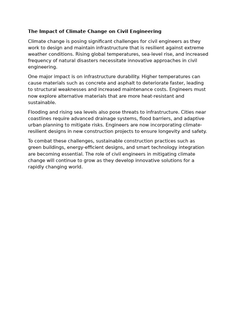 Impact of Climate Change in Civil Engineering | PDF