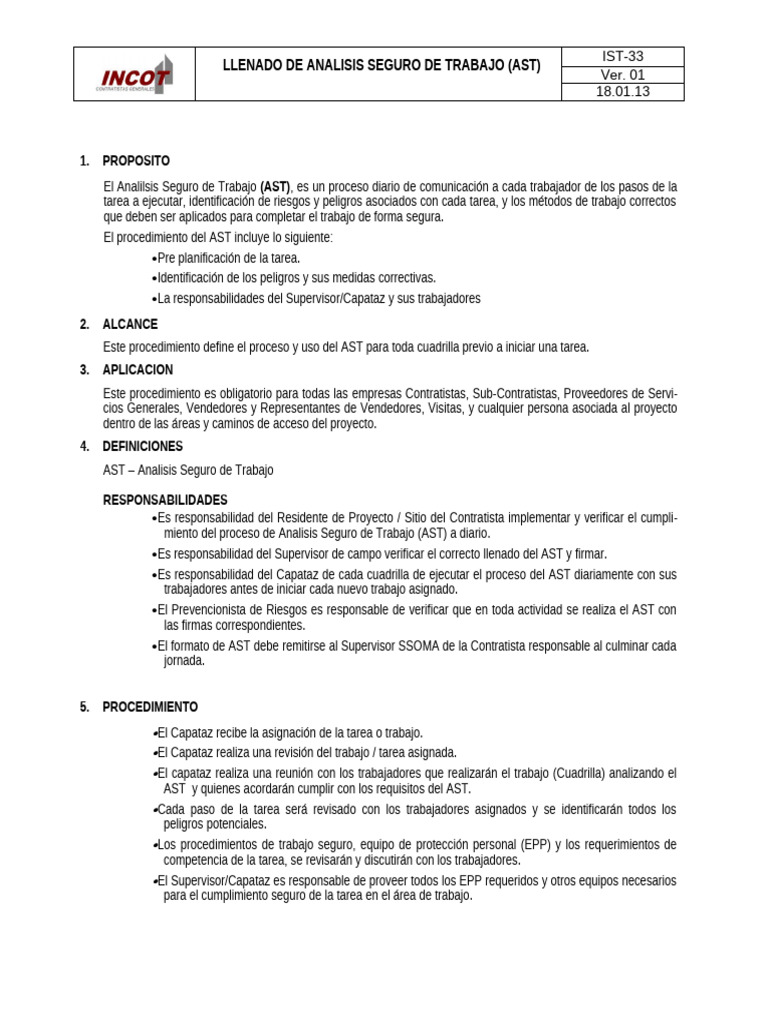 IST-33 Llenado de AST | PDF
