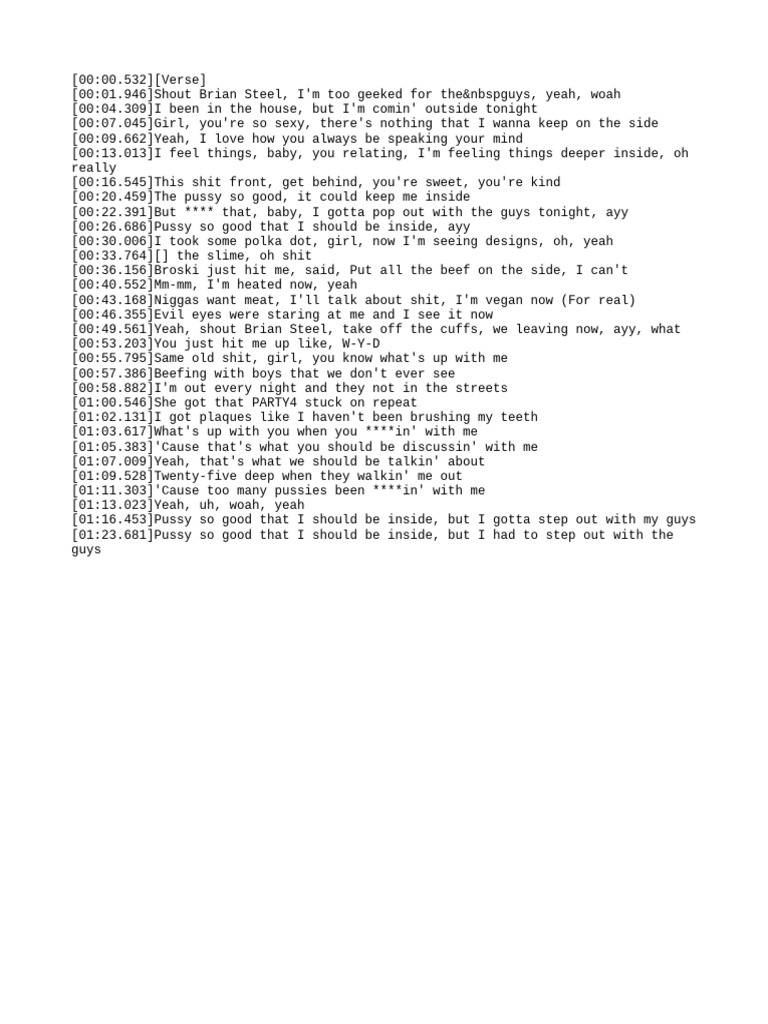Brian Steel's Night Out Lyrics | PDF