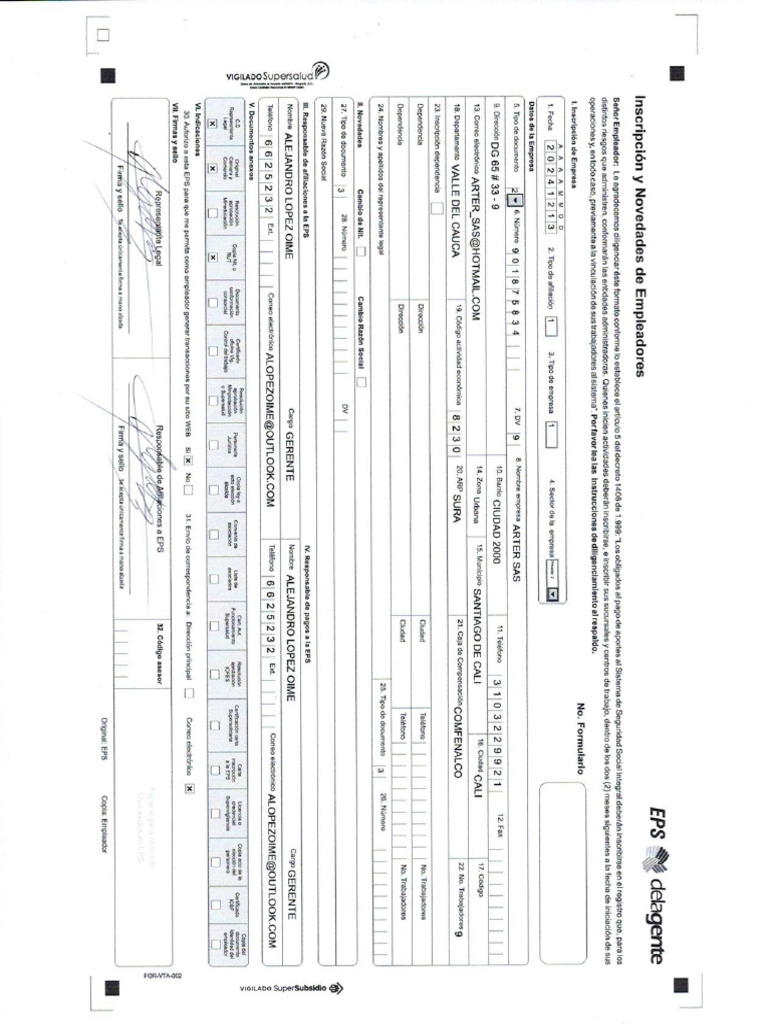Formulario Afiliacion Eps Comfenalco | PDF