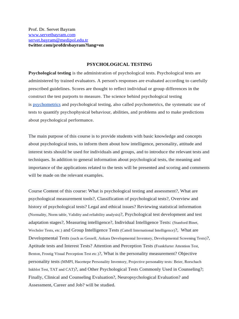 Understanding Psychological Testing Basics | PDF | Psychological ...