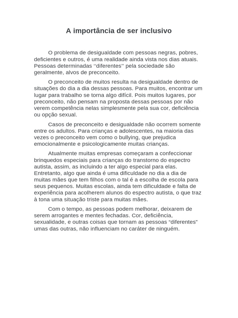 A importância de ser inclusivo | PDF