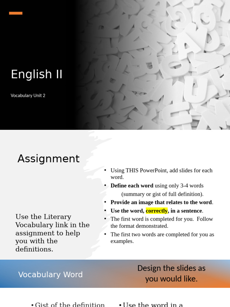 English II Vocabulary Unit 2 Guide | PDF