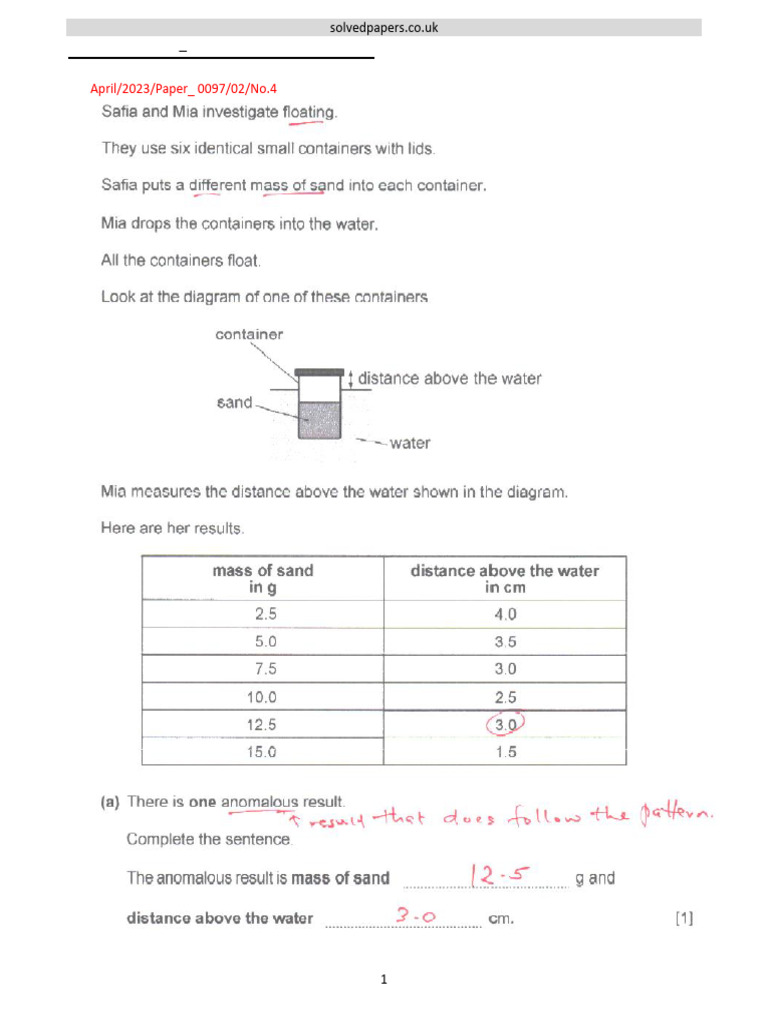 2023 Mass and Weight Checkpoint - Primary Physics - Solved | PDF