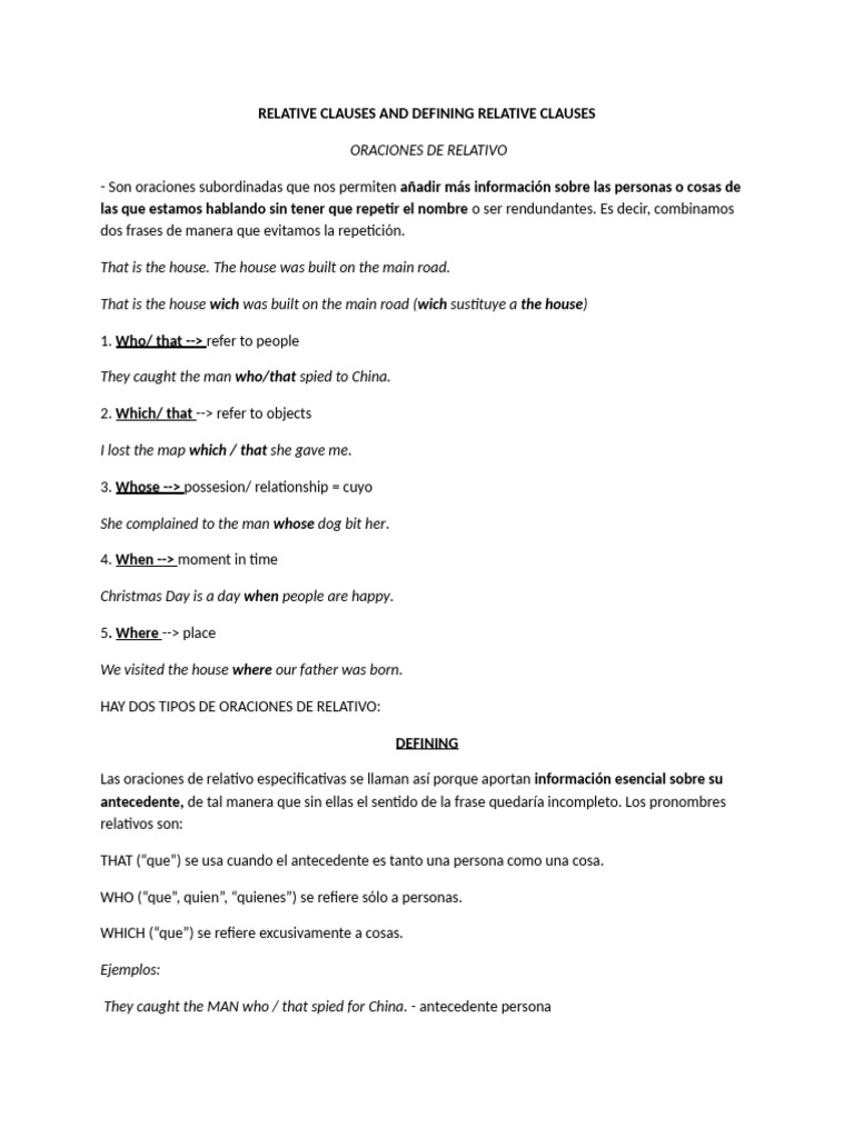 relative clauses | PDF | Syntax | Linguistic Morphology