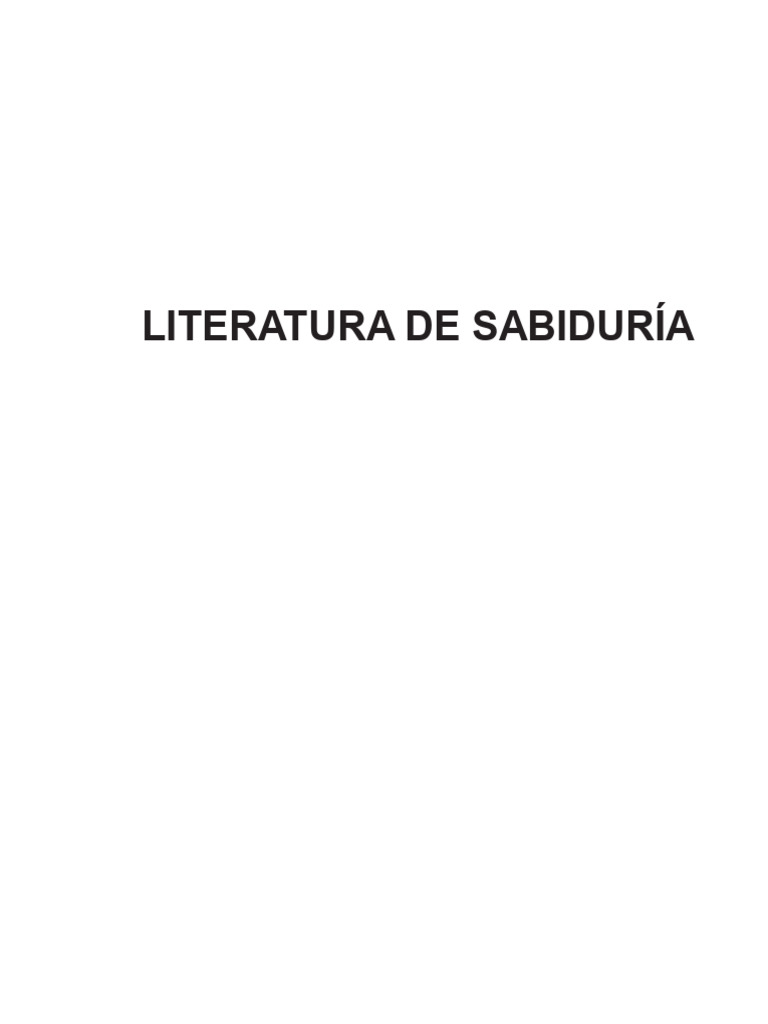 Literatura de Sabiduría en la Biblia | PDF | Sabiduría | Biblia