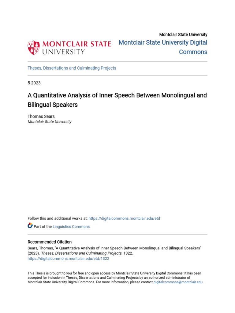 A Quantitative Analysis of Inner Speech Between Monolingual and B | PDF ...