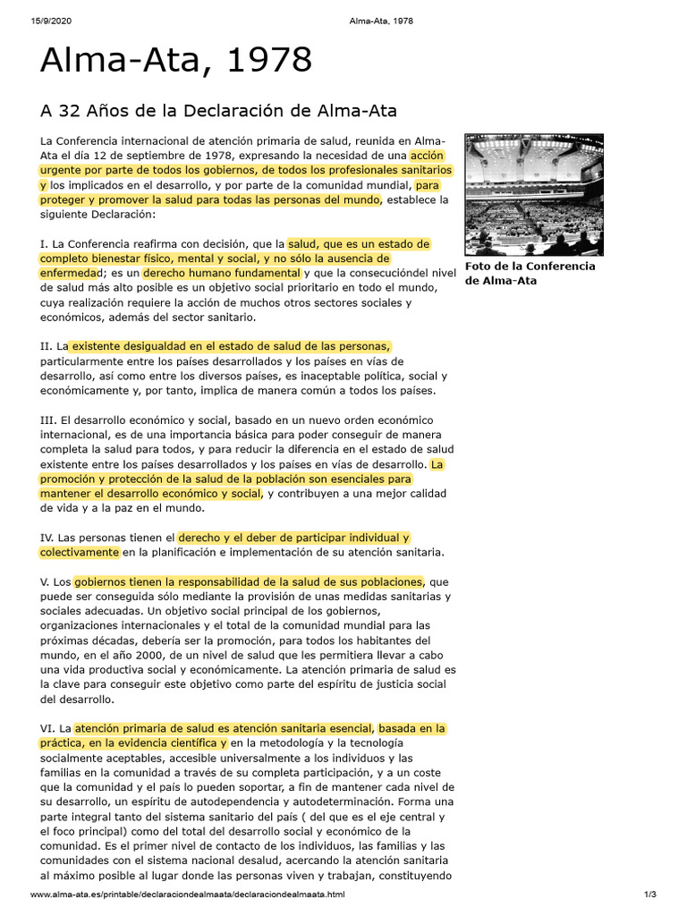 Alma-Ata, 1978 | PDF | Cuidado de la salud