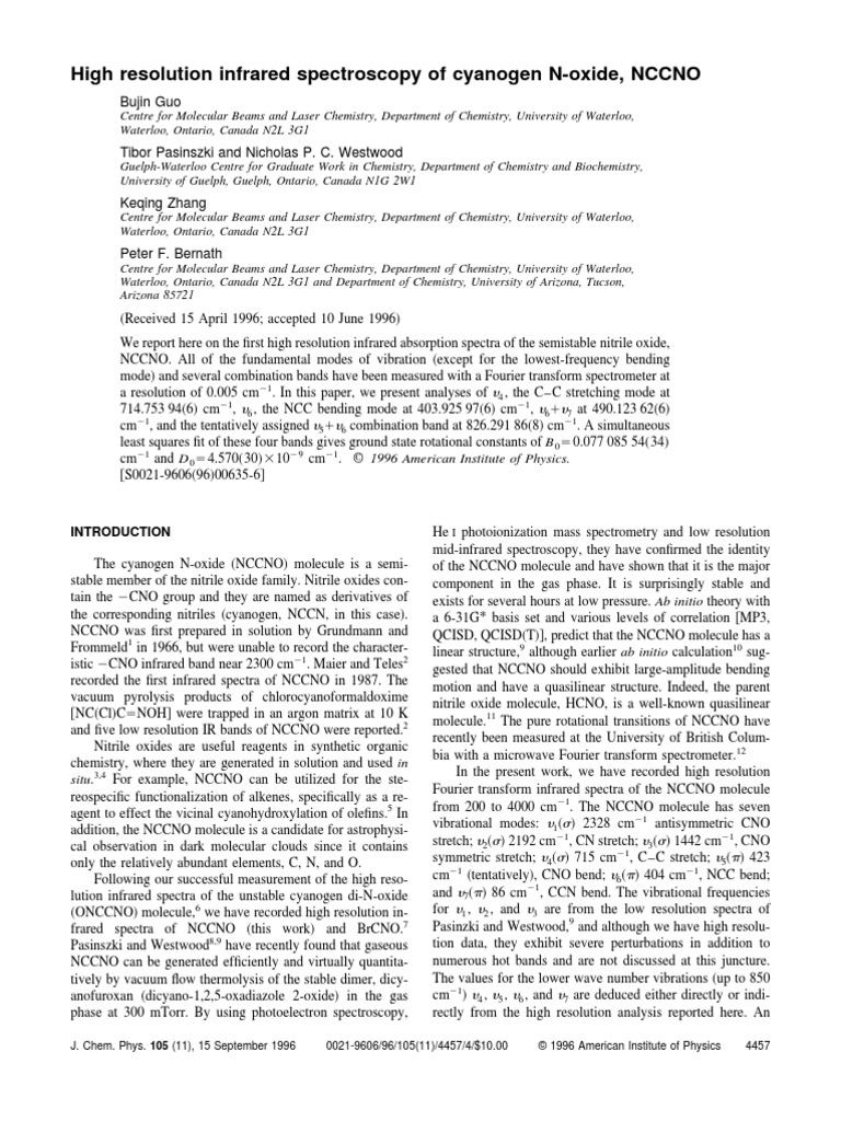 Bujin Guo Et Al - High Resolution Infrared Spectroscopy of Cyanogen N ...