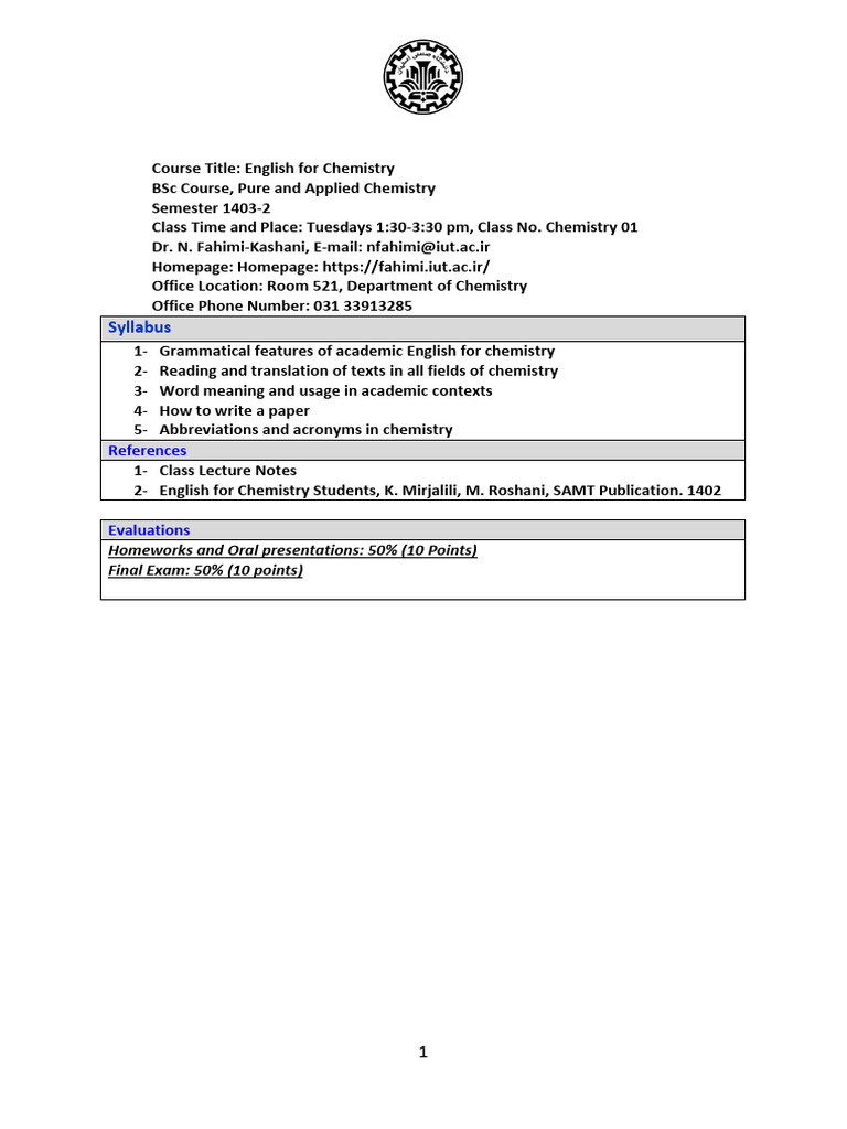 Course Information | PDF