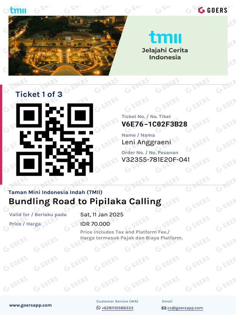Tiket Bundling TMII untuk Leni Anggraeni | PDF