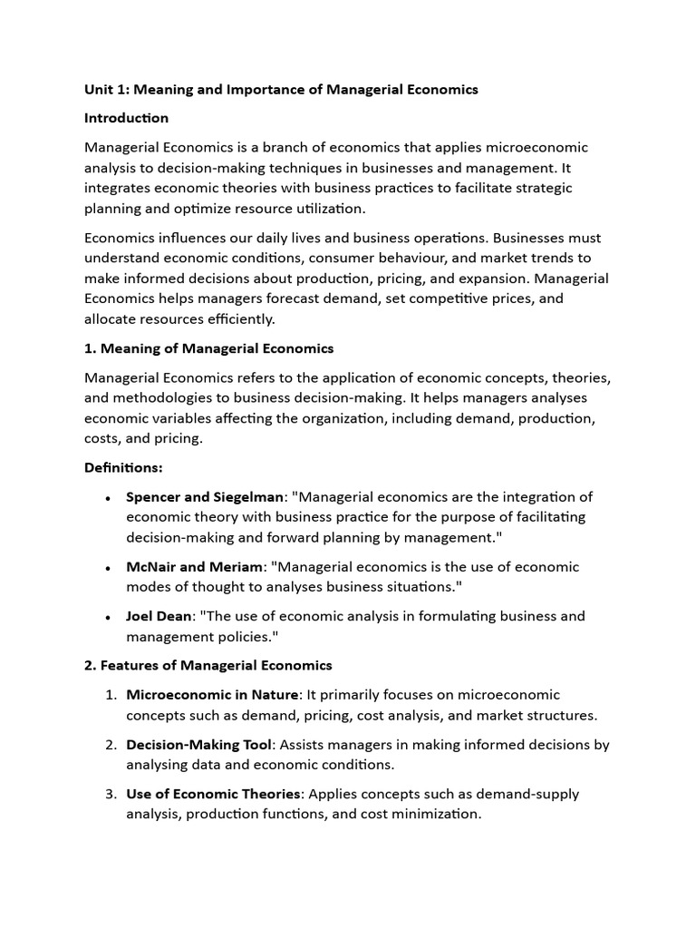 Managerial Economics Notes | PDF | Demand | Economics