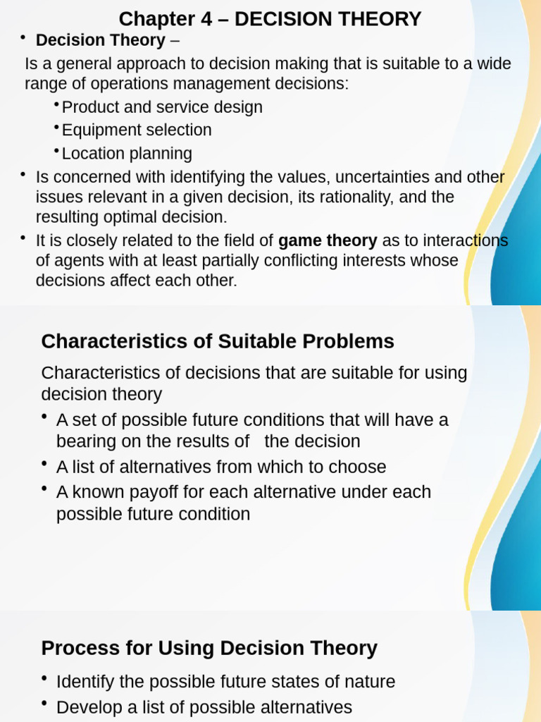 Chapter 4 - Decision Theory (2024 New) | PDF | Decision Theory | Risk