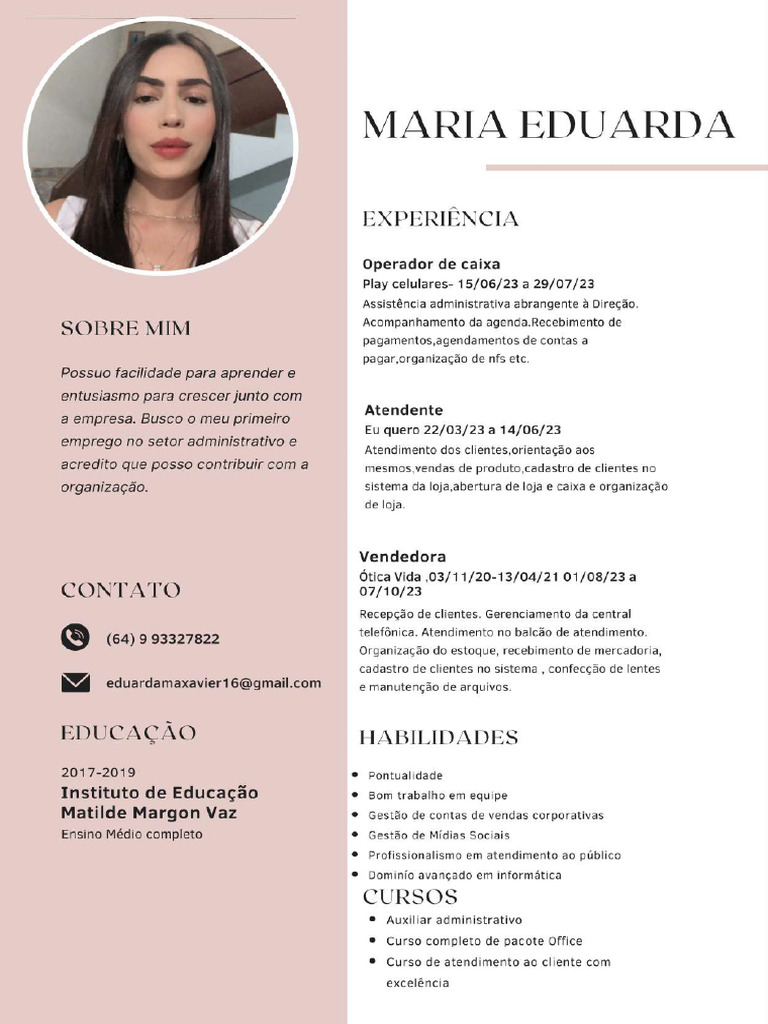 Currículo.Maria Eduarda | PDF