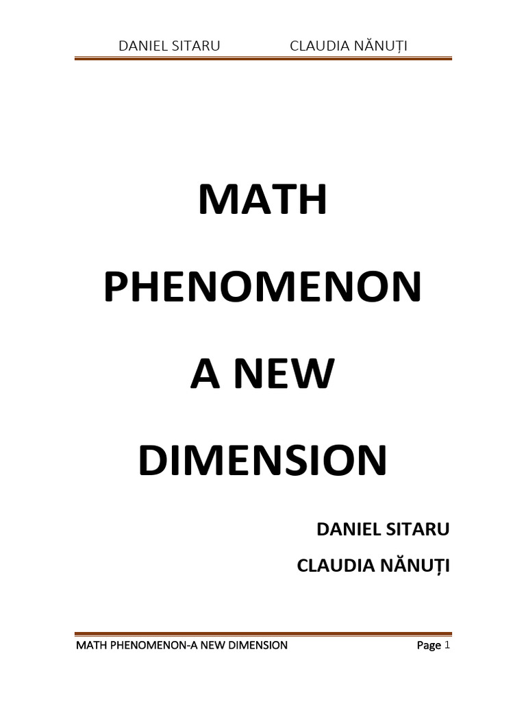 New Dimensions in Math Phenomena | PDF | Mathematics | Mathematical Objects