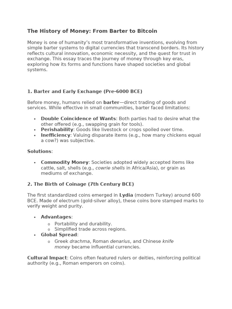 The History Of Money | PDF | Money | Currency
