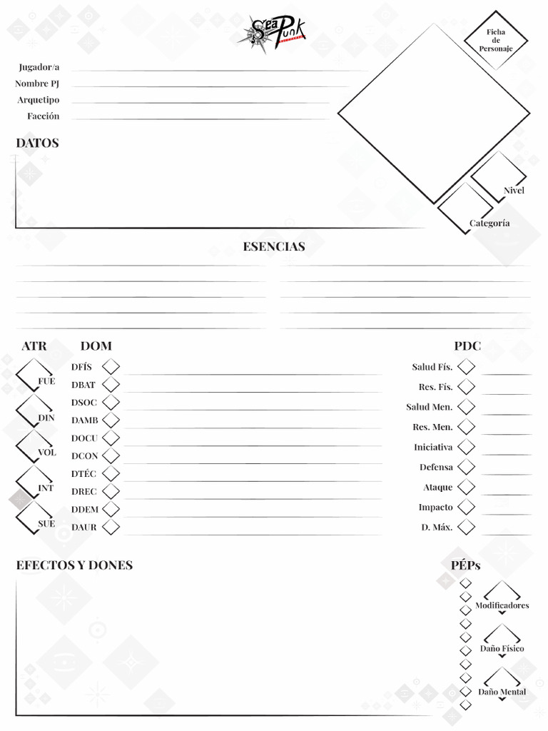 Ficha de Personaje Rellenable | PDF