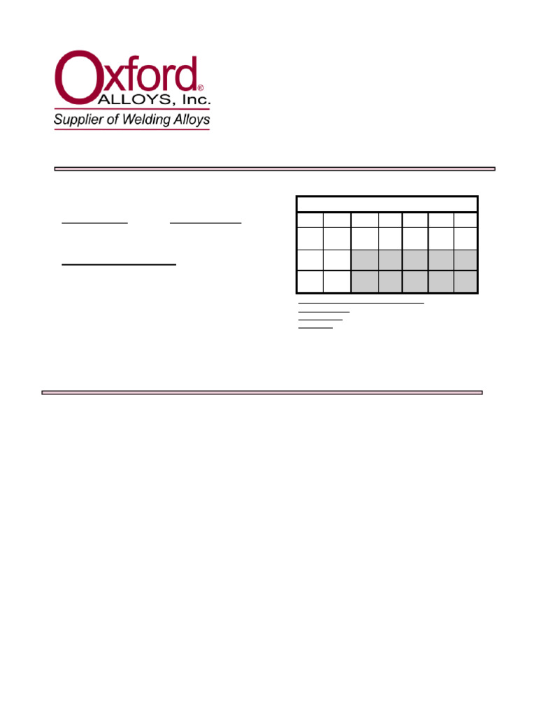 Oxford Alloy ER80S-D2 Welding Wire Guide | PDF