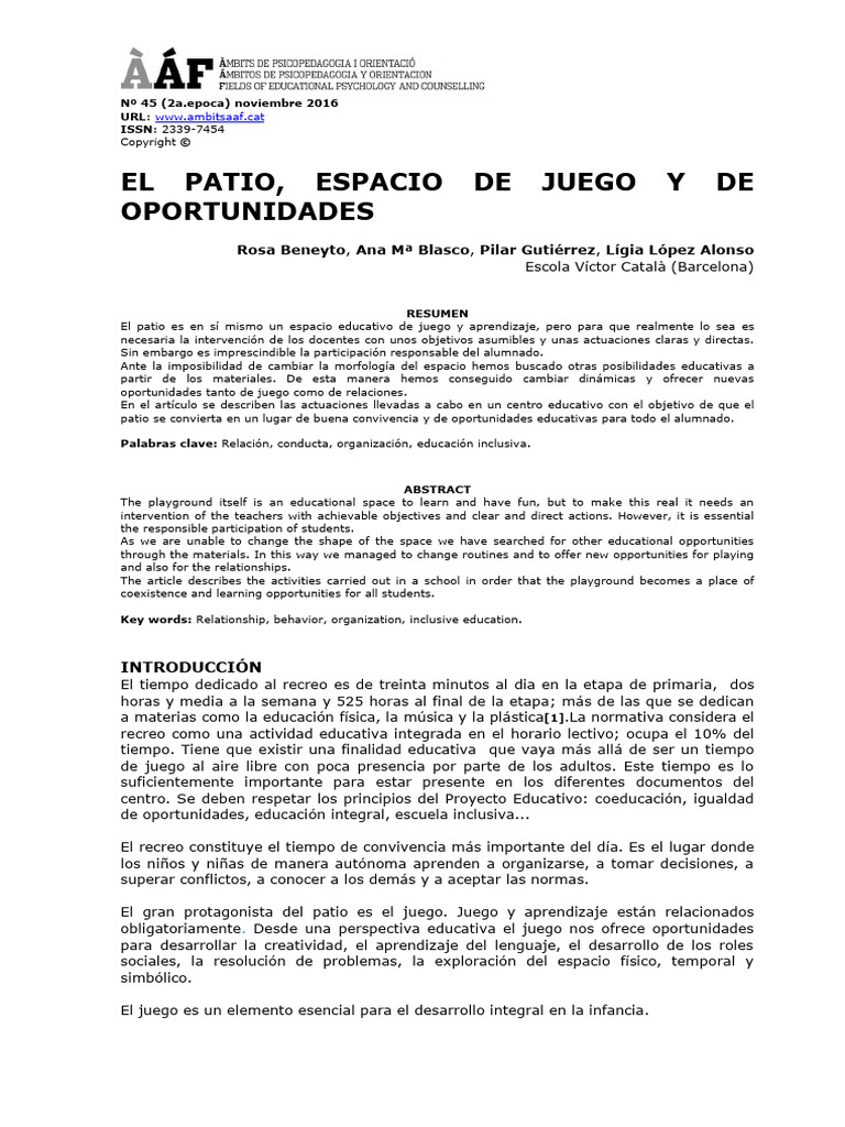 Acpo, (3) PRÁCTICA Patio | PDF | Escuelas | Aprendizaje