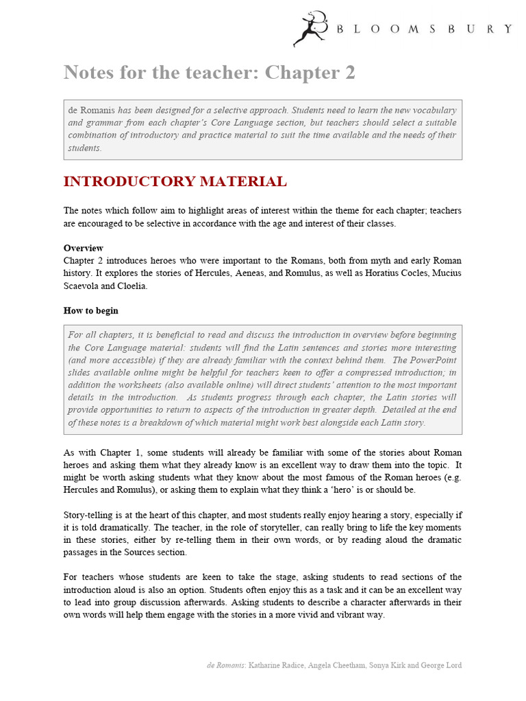 Notes For The Teacher - de Romanis Chapter 21 | PDF | Grammatical ...