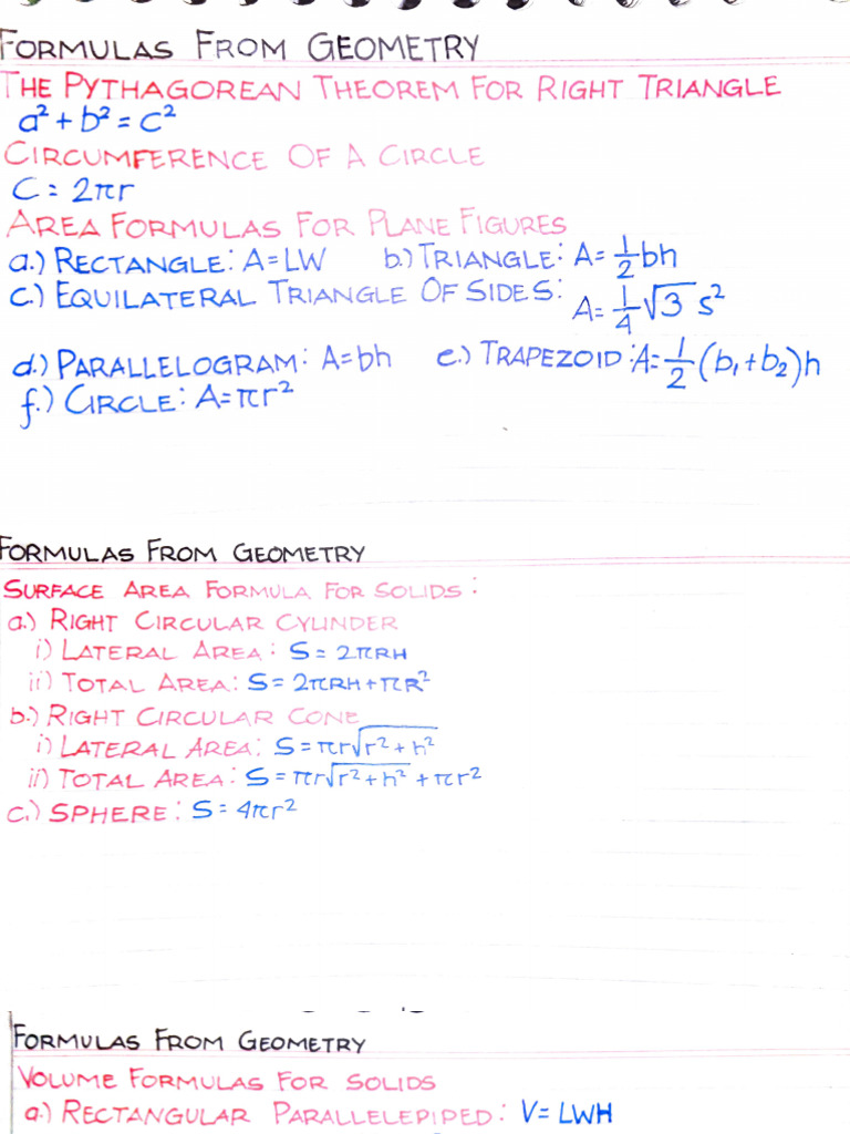 Calculus 1 formulas | PDF | Area | Mathematical Analysis