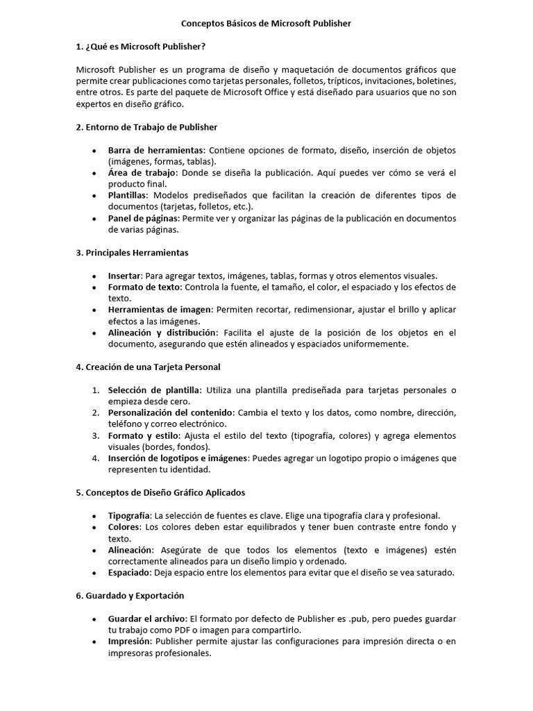 Conceptos Básicos de Microsoft Publisher | PDF | Diseño | Diseño gráfico