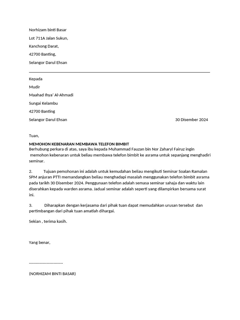 Surat Kebenaran (Telefon Bimbit) | PDF