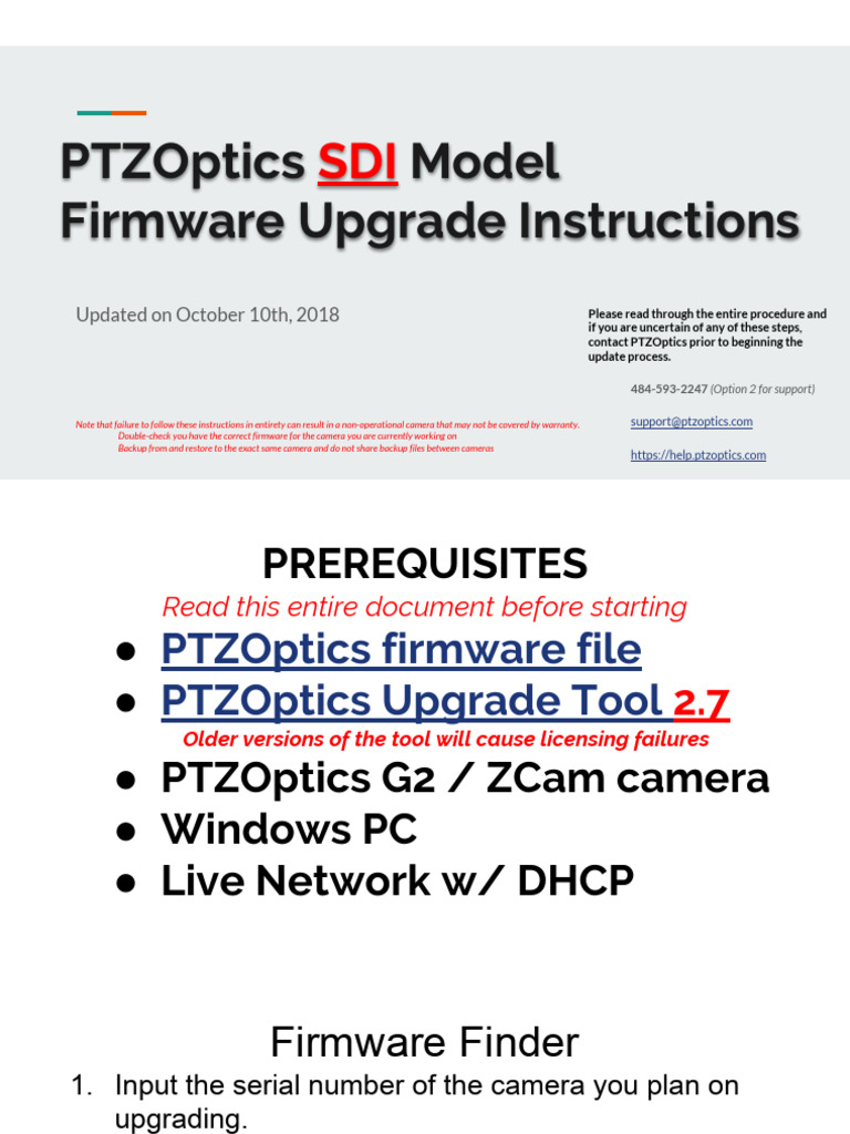 PTZOptics SDI Firmware Upgrade Instructions Rev 1.1 10 18 | PDF | Button (Computing) | Software