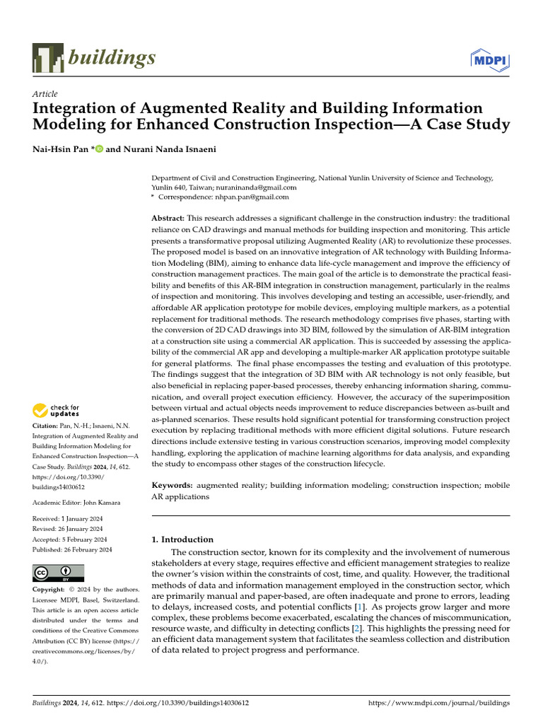 Integration of Augmented Reality and Building Information Modeling For Enhanced Construction ...