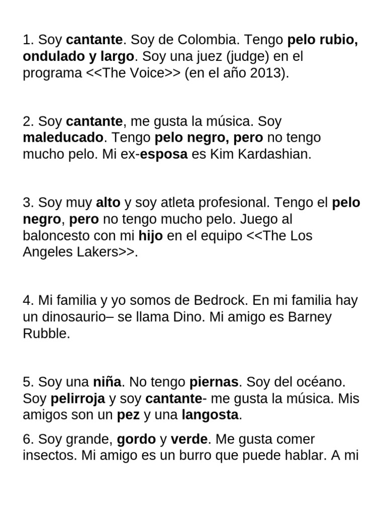 ¿Quiénes Son? Spanish 1 Unidad 1 Ser | PDF
