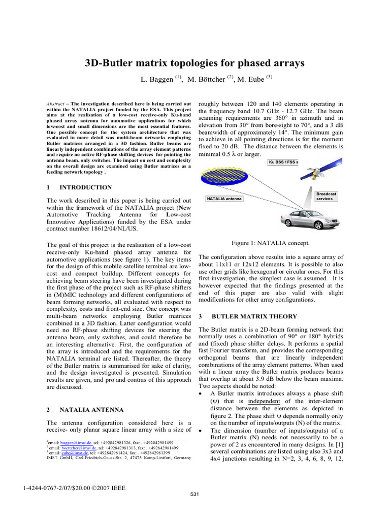 3D-Butler Matrix Topologies For Phased Arrays | PDF | Matrix ...
