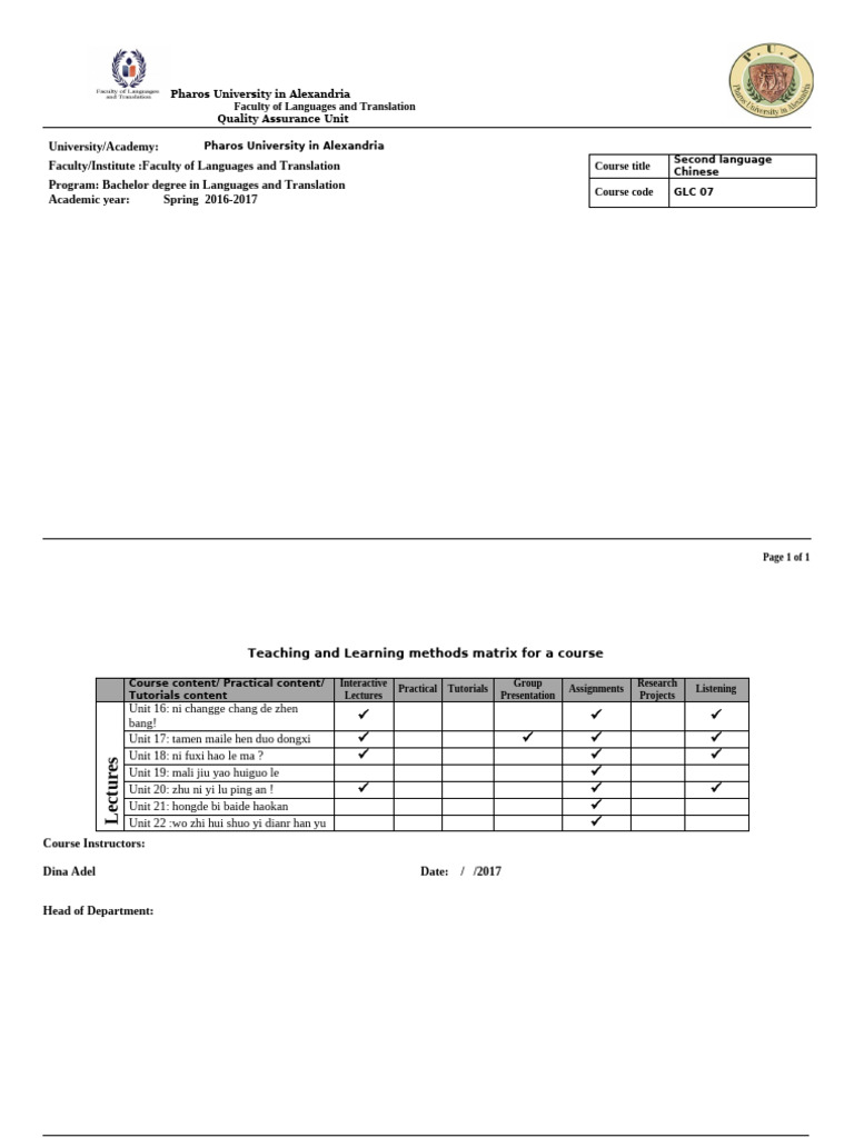 Teaching and Learning Matrix | PDF | China | World Politics