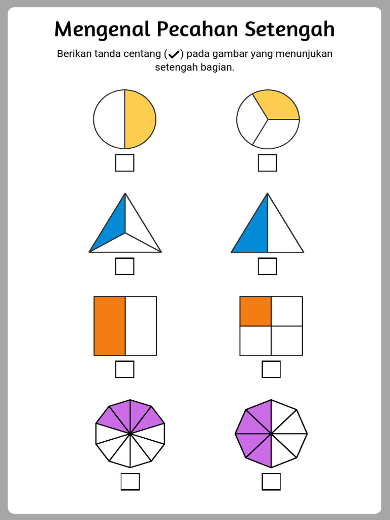 Memahami Pecahan Setengah dengan Gambar | PDF