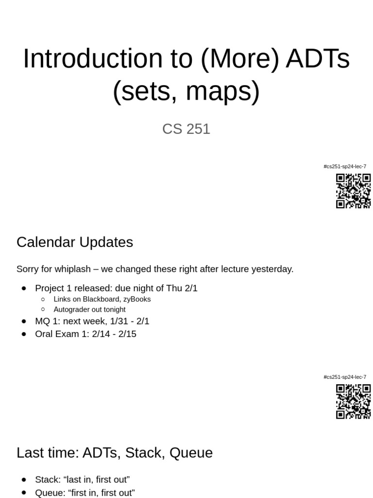 Introduction To (More) ADTs | PDF | Queue (Abstract Data Type) | Algorithms And Data Structures