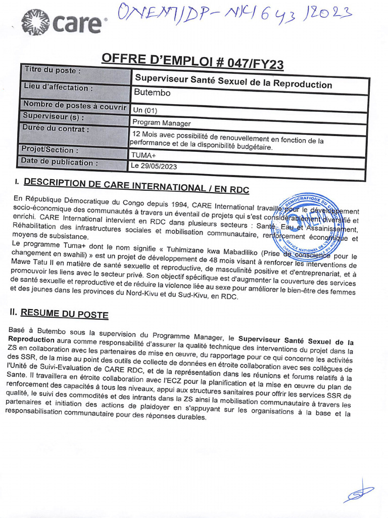 Offre Superviseur SSR | PDF