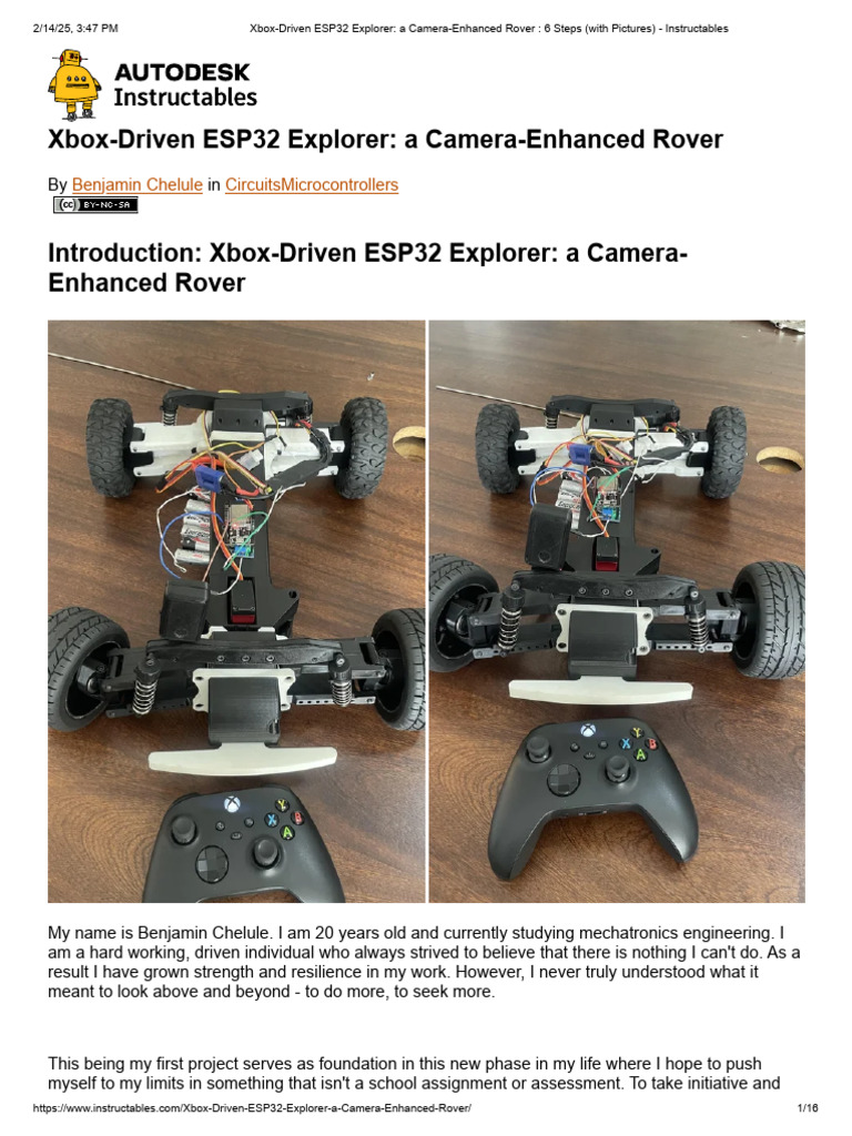 Xbox-Driven ESP32 Explorer - A Camera-Enhanced Rover | PDF | Power Supply | Screw