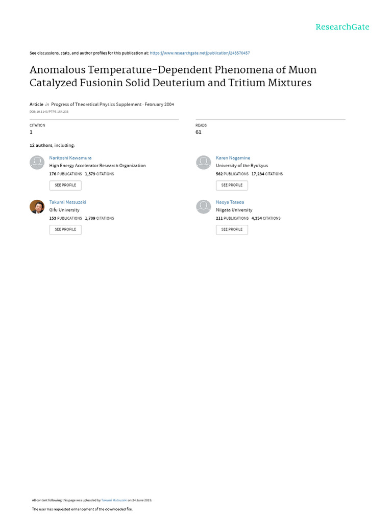 Anomalous Temperature-Dependent Phenomena of Muon | PDF | Nuclear ...