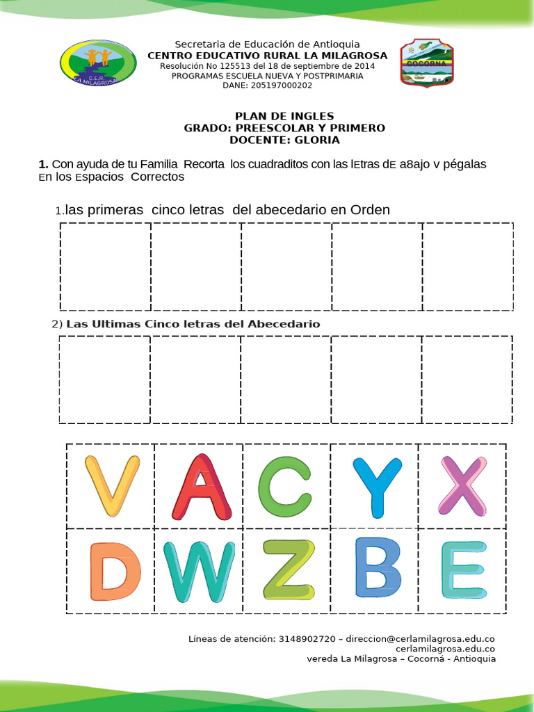 Planeación de Ingles Grado Preescolar y Primero | PDF | Voz humana ...