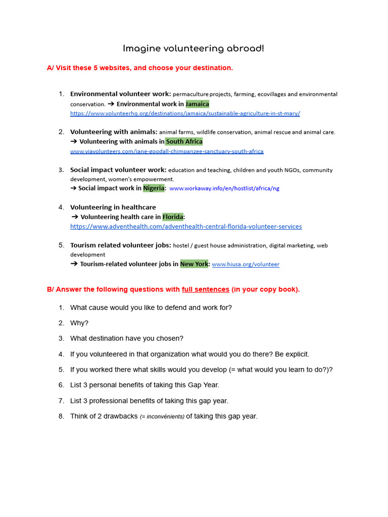 S7-Imagine your gap year! | PDF