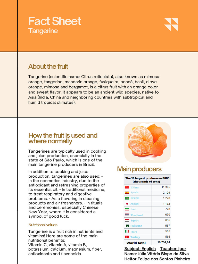 Fact Sheet Tangerine | PDF