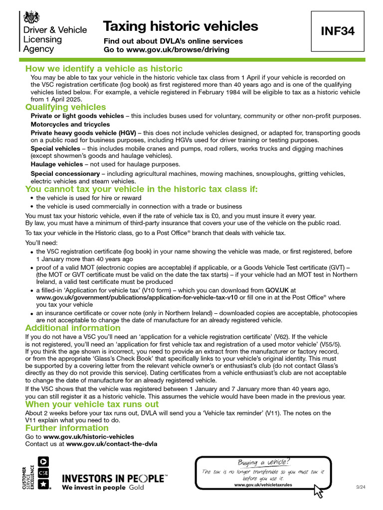 Tax Guide for Historic Vehicles | PDF | Vehicles | Road Transport
