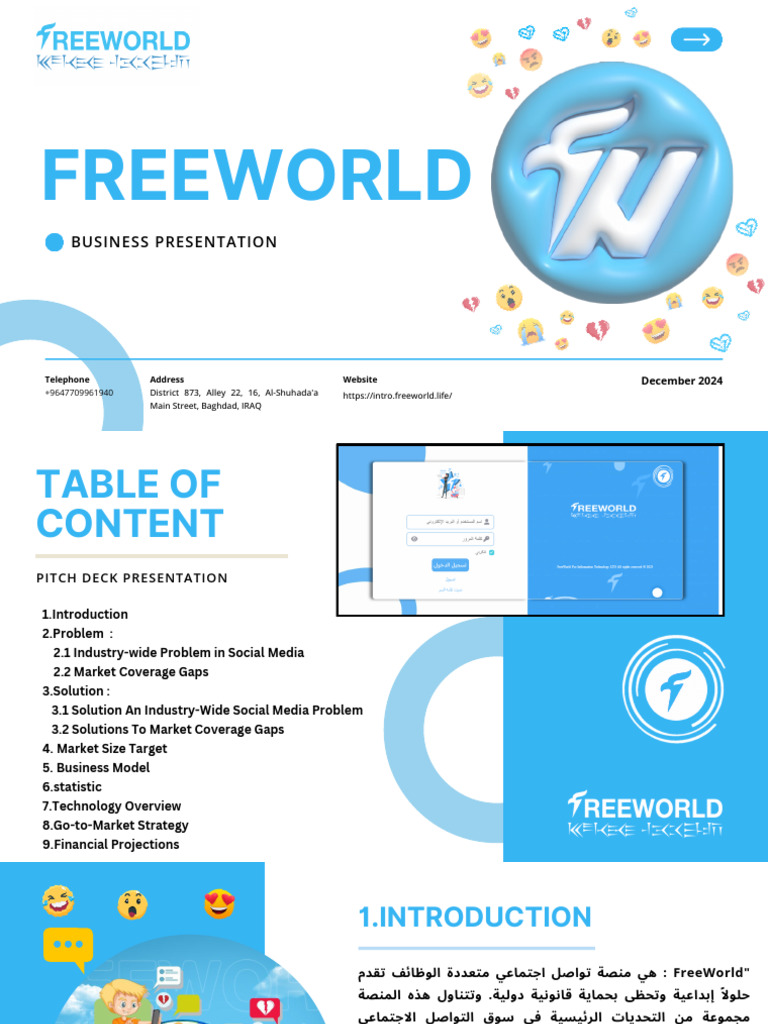 Professional Business Pitch Deck FreeWorld | PDF