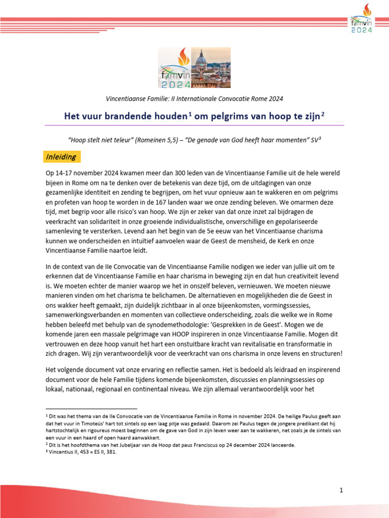 (Nederlands) Famvin2024: Einddocument | PDF