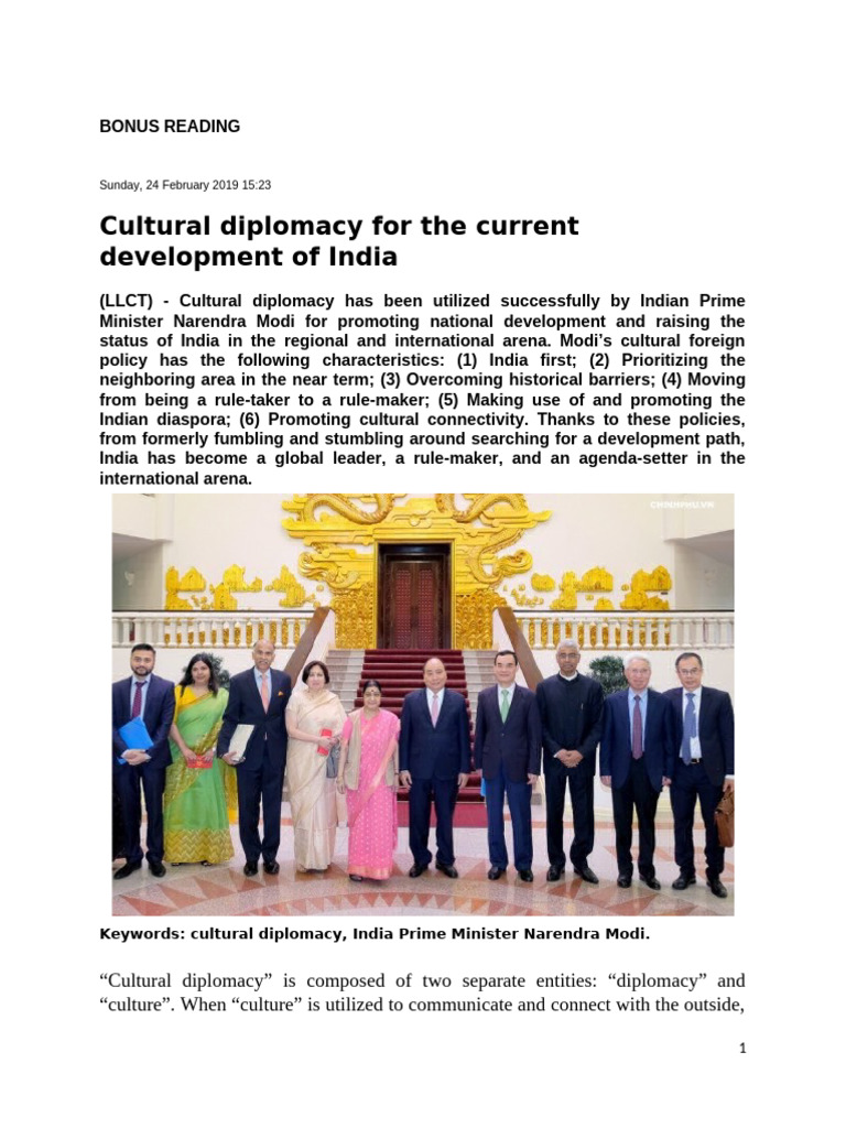 Modi's Cultural Diplomacy in India | PDF | Narendra Modi | Diplomacy
