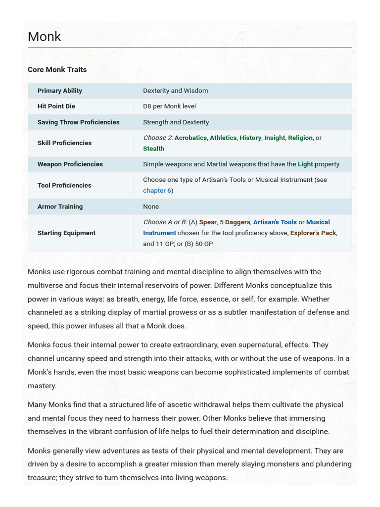 DnD Monk | PDF