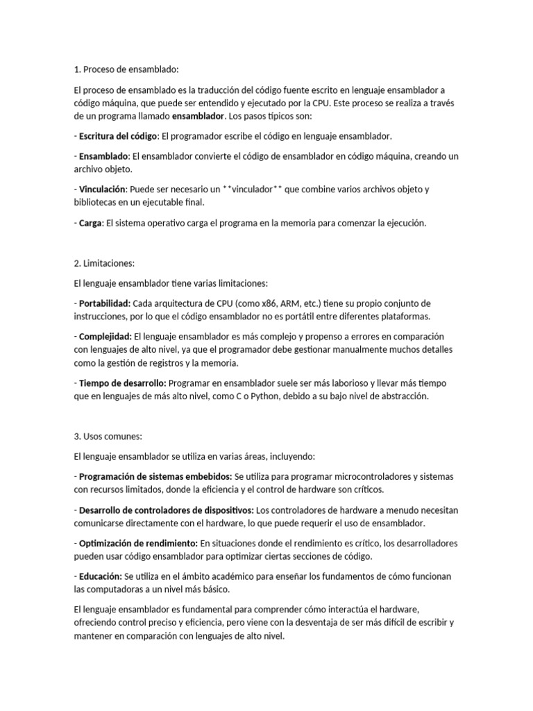 Lenguaje Ensamblador Pdf Lenguaje Ensamblador Programación De