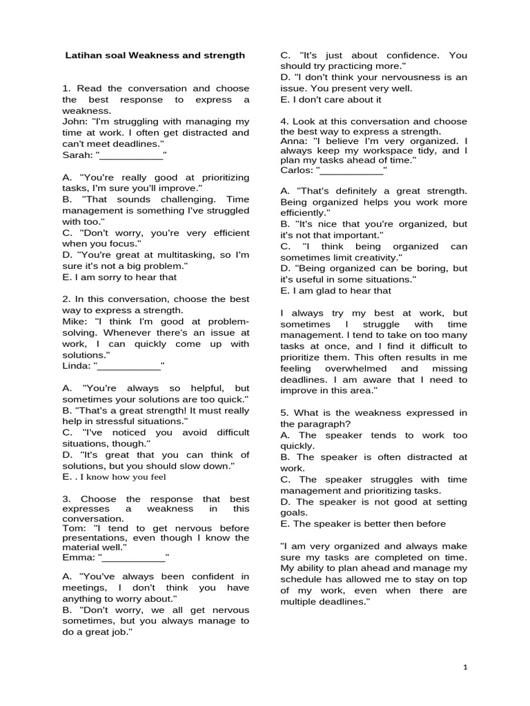 Strengths and Weaknesses in Conversations | PDF | Cognitive Science ...