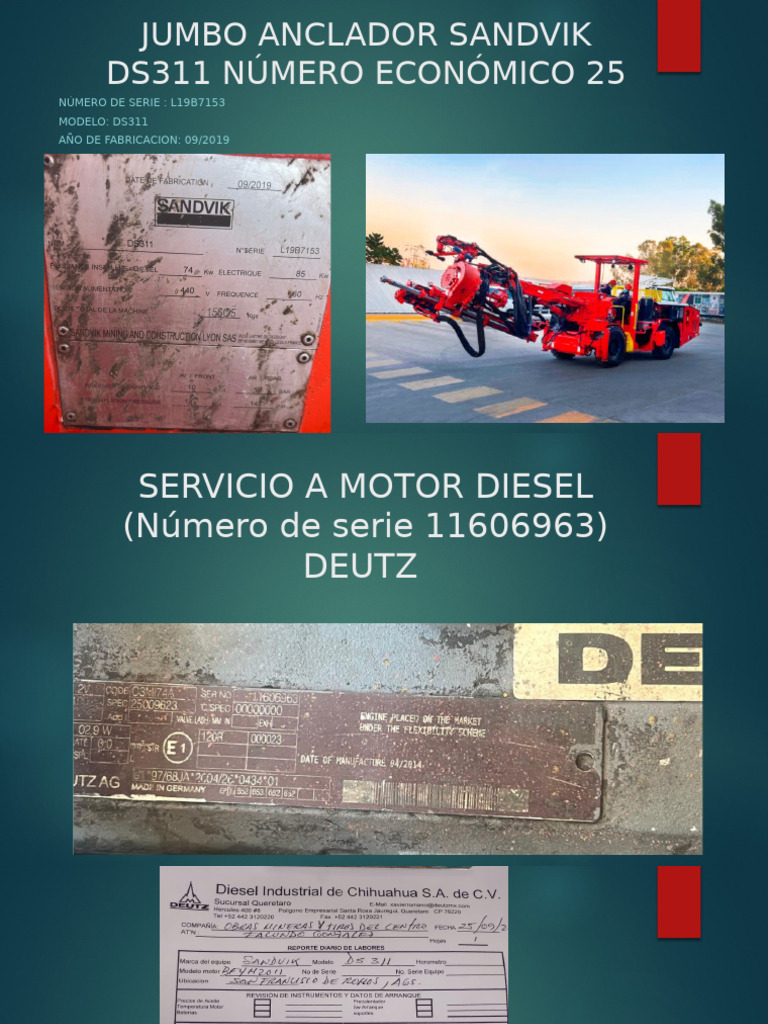 JUMBO ANCLADOR SANDVIK DS311 NÚMERO ECONÓMICO 25 | PDF | Vehículo de ...