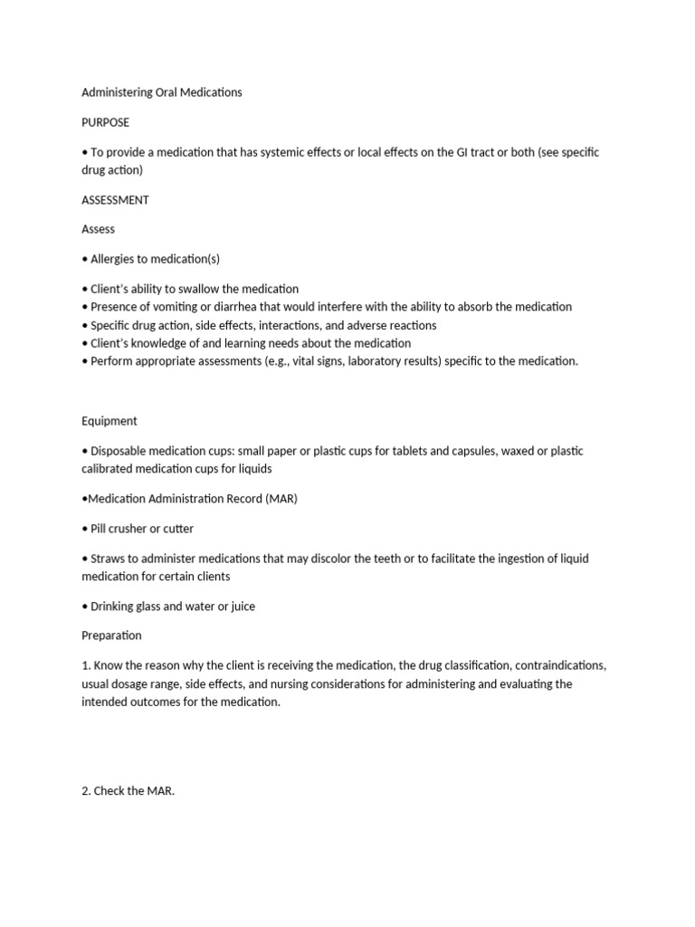 Oral Medications Administration | PDF | Tablet (Pharmacy) | Drugs